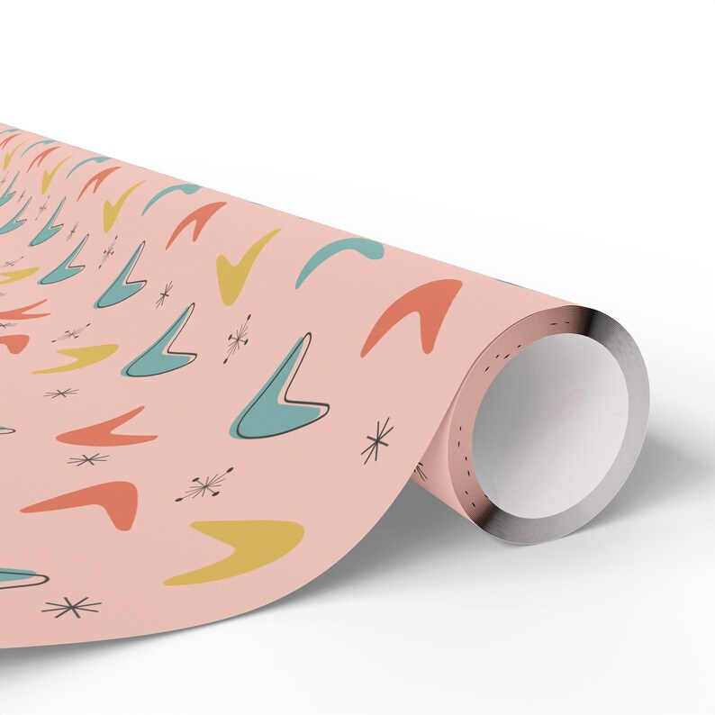 Mid Century Modern Wrapping Paper Cute Giftwrap Pastel Wrapping Paper ...
