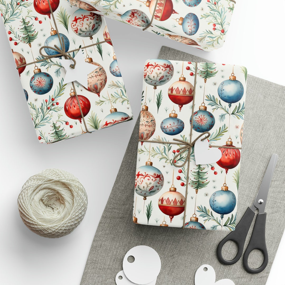 Christmas Gift Wrapping Paper Ornament Holiday Wrapping Paper Christmas ...