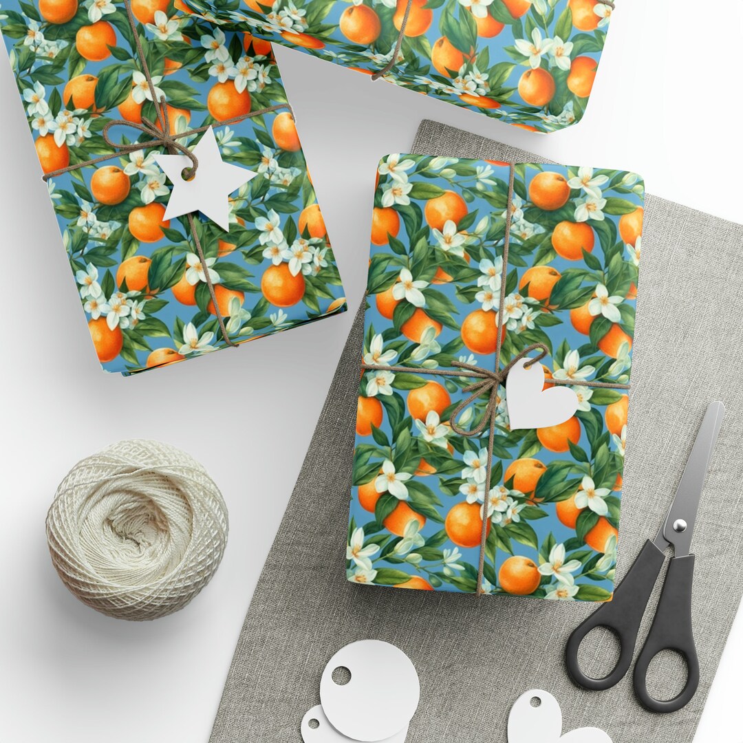 Citrus Wrapping Paper Orange Blossom Gift Wrap Orange Wrapping Paper ...