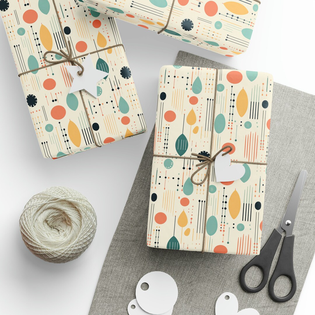 Mid Century Modern Gift Wrapping Paper Holiday Wrapping Paper Christmas ...