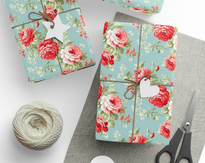 Boho Peony Floral Pattern Gift Wrap Papers, Boho Peony Wrapping Paper ...