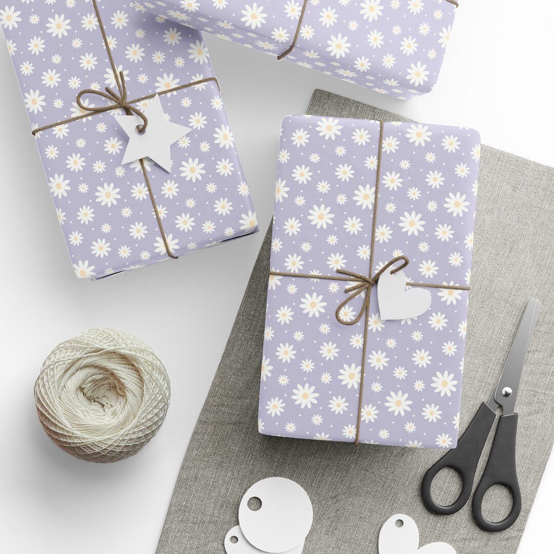 Daisy Wrapping Paper Purple Gift Wrap With Daisies Floral Wrapping ...