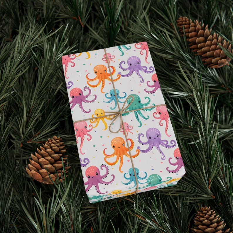 Colorful Octopus Wrapping Paper Cute Giftwrap Pastel Nautical Gift Wrap ...