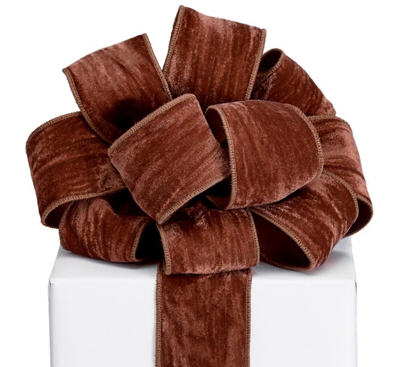 Brown/rust Crinkled Velvet Wired Ribbon 2.5 Inches #40 Bow Ribbon - Etsy