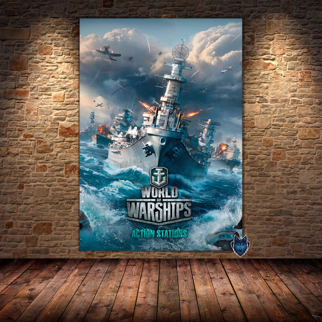World of Warships Poster Battle Ship Wall Art Rolled Canvas - Etsy