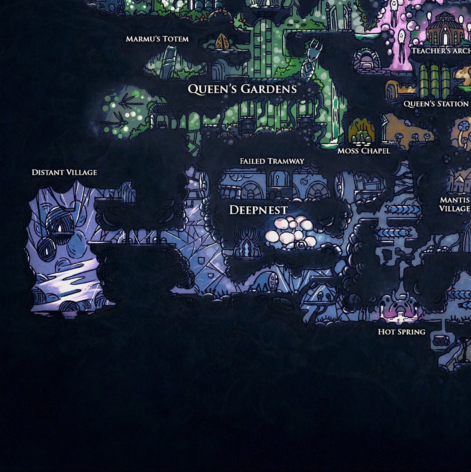 Hollow Knight Map Poster Hallownest Wall Art Rolled Canvas - Etsy