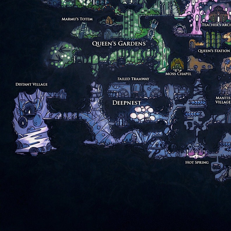 Hollow Knight Map Poster Hallownest Wall Art Rolled Canvas - Etsy