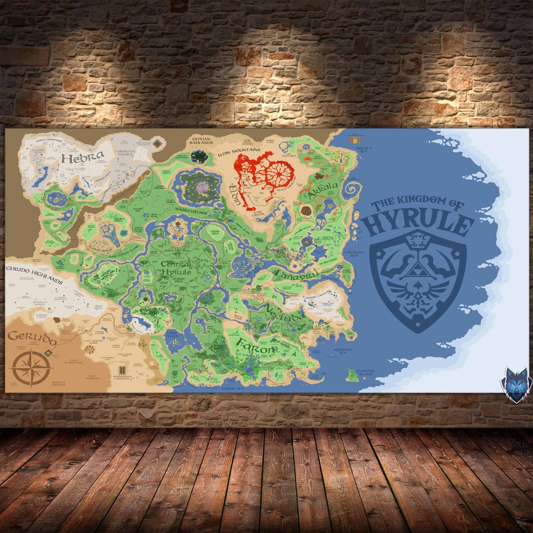 The Legend of Zelda Hyrule Map Poster Breath of the Wild Wall - Etsy