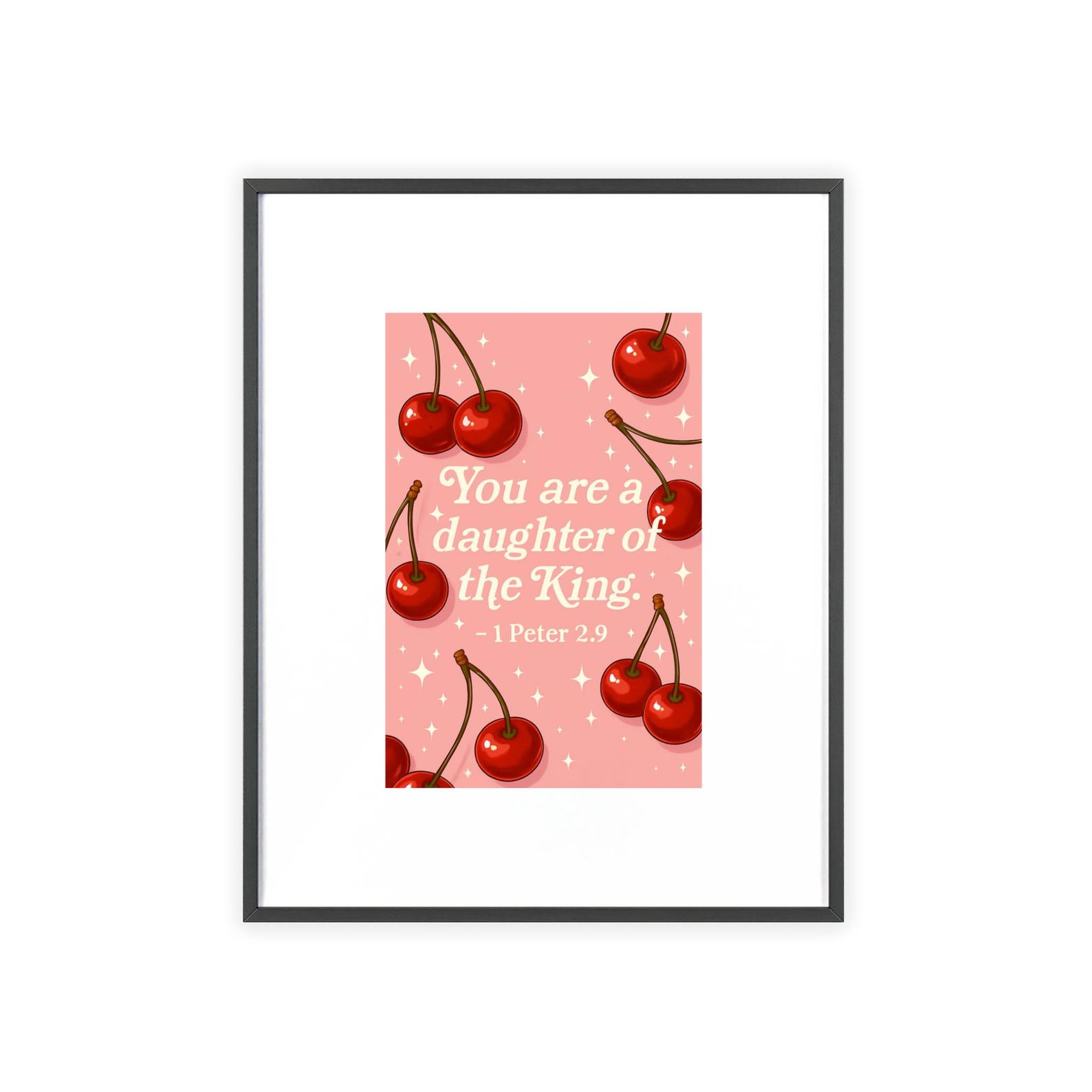 Inspirational Cherry Art Poster With Wooden Frame, Motivational Wall ...