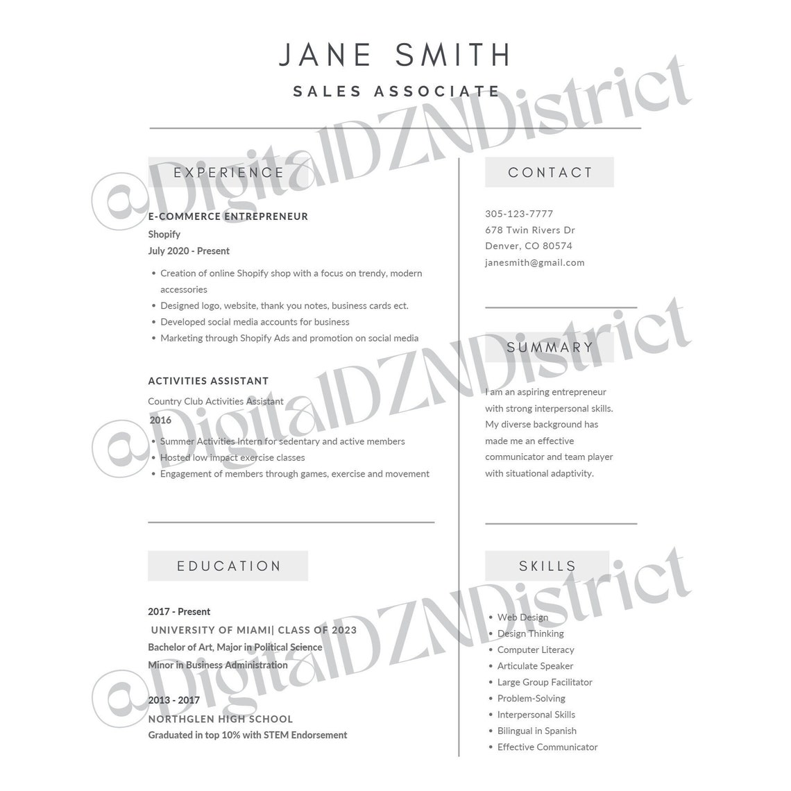 Resume Template Canva, Student Resume Template, College Resume Template ...