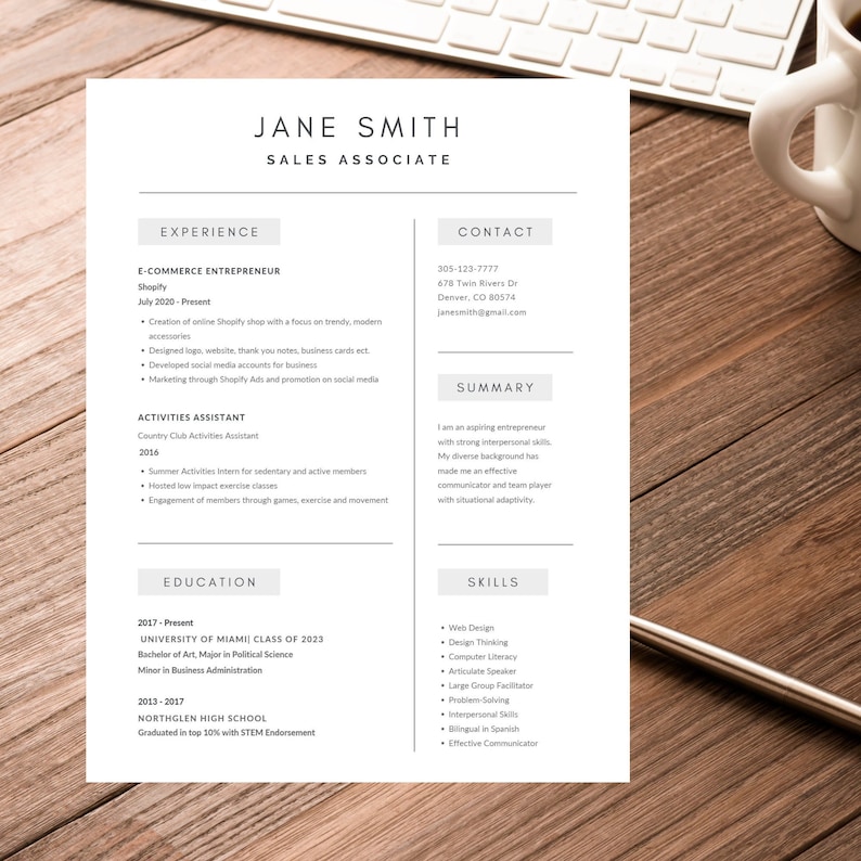 Resume Template Canva, Student Resume Template, College Resume Template ...