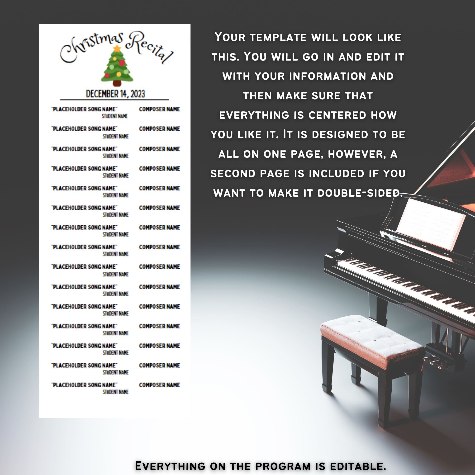 Christmas Piano Recital Program Template Music Recital Program Piano ...