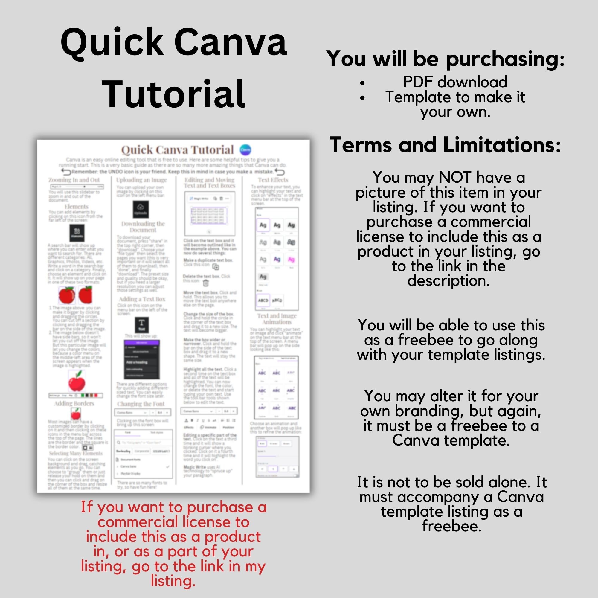 Canva Tutorial, Canva Guide, Used as Freebee for Your Listings, Quick ...