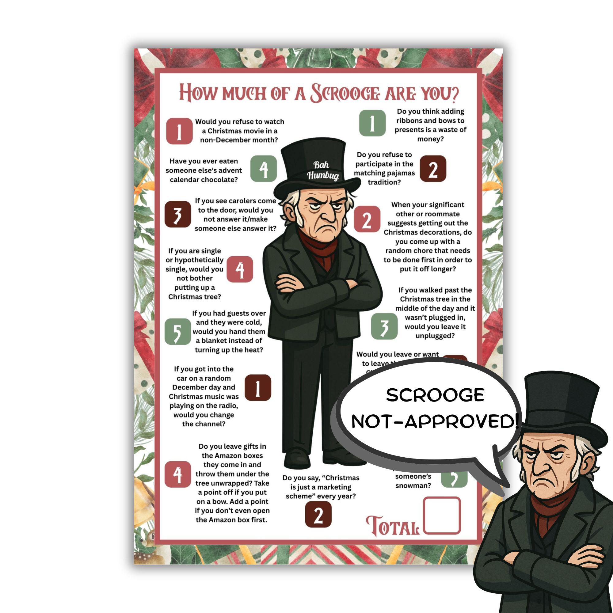 Scrooge Game, How Big of a Scrooge Are You?, Christmas Party Game, Who ...