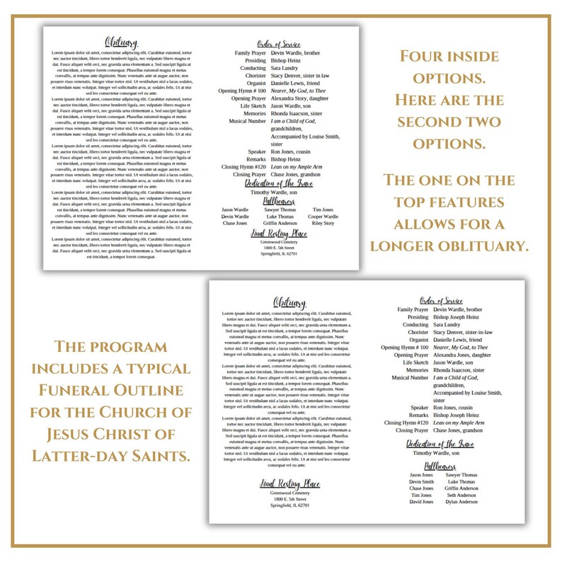 Floral LDS Funeral Program Template for Woman, Editable Funeral Service ...