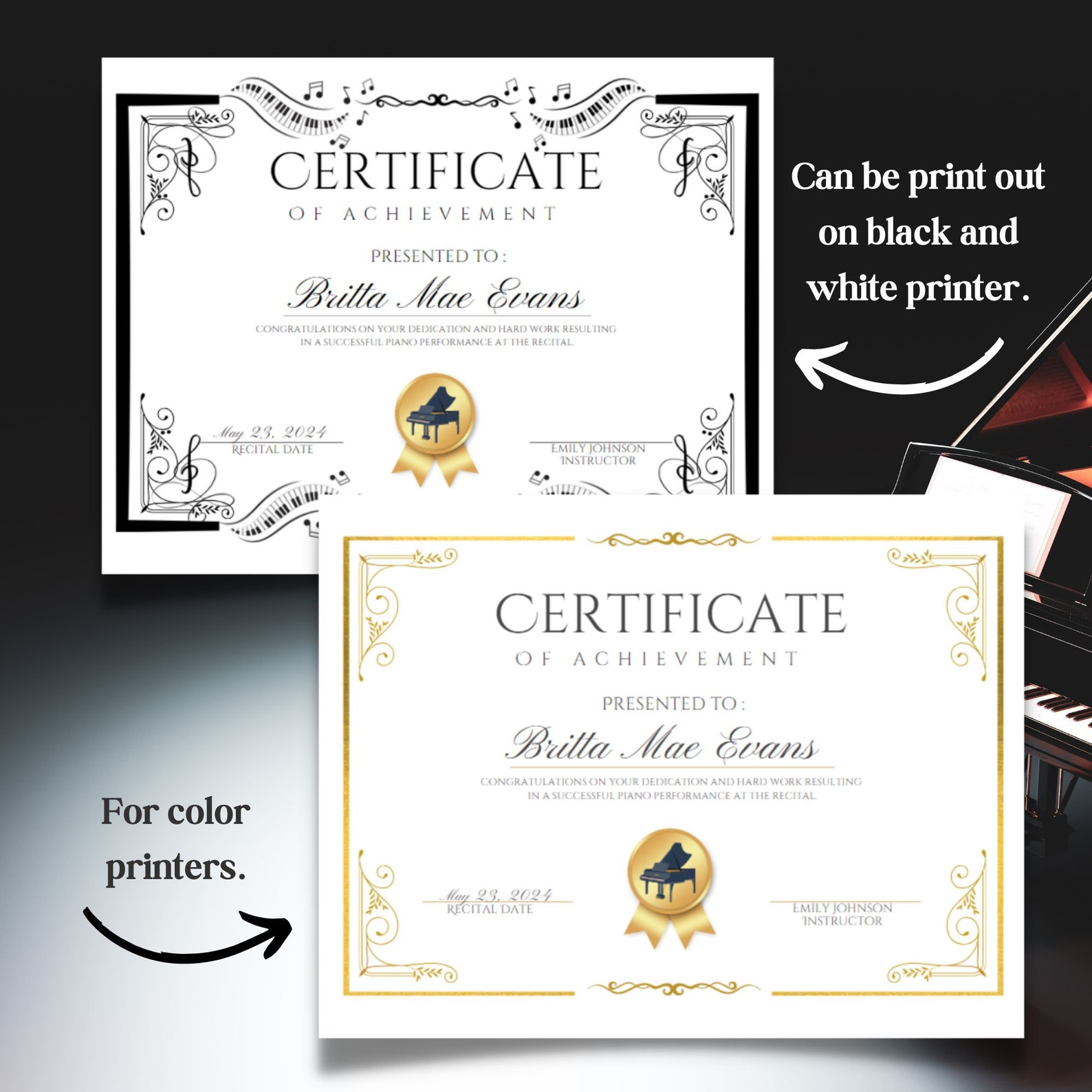 Piano Recital Program Template Bundle | Music Recital Certificate of ...