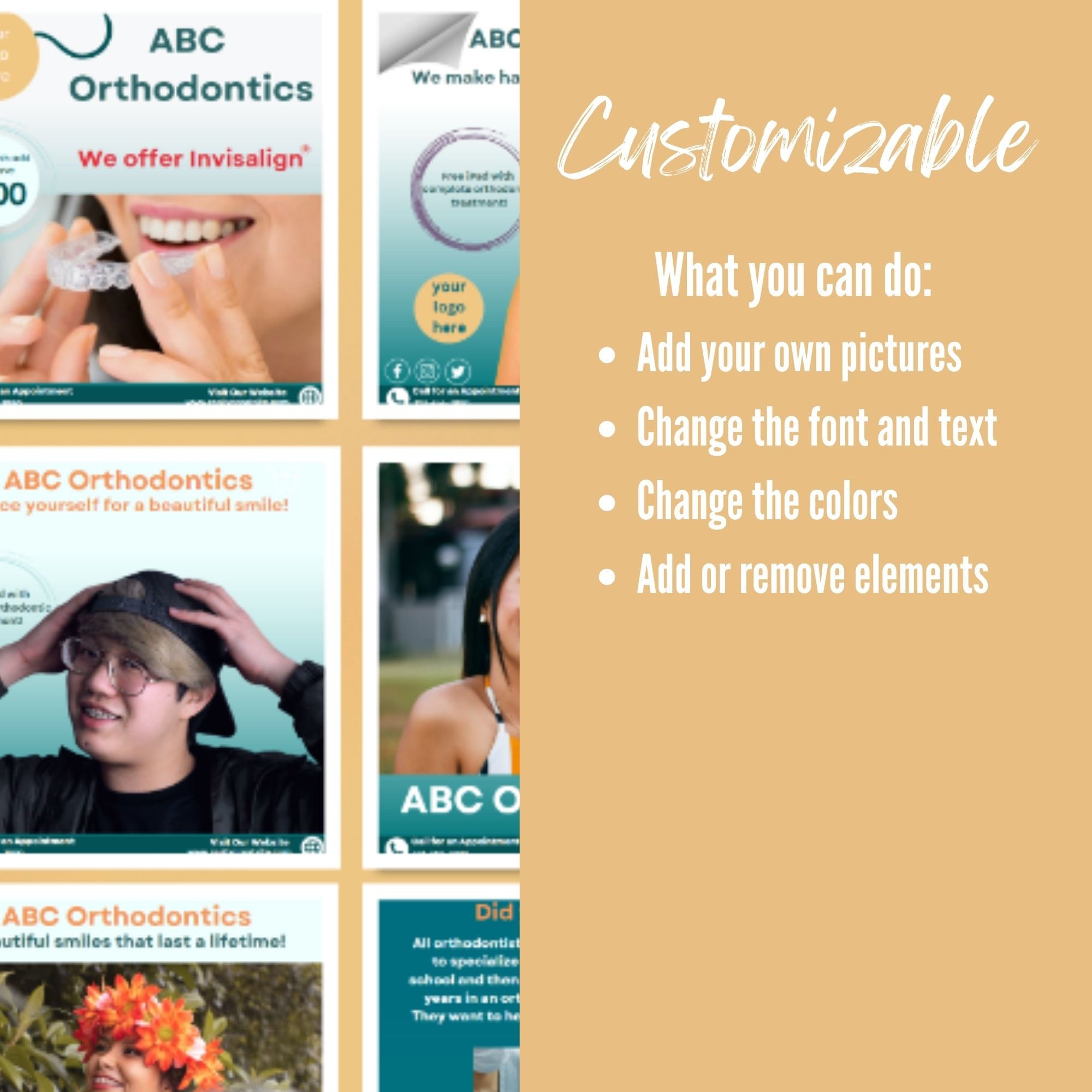 Dental Braces Orthodontist Templates for Instagram | 31 Customizable ...