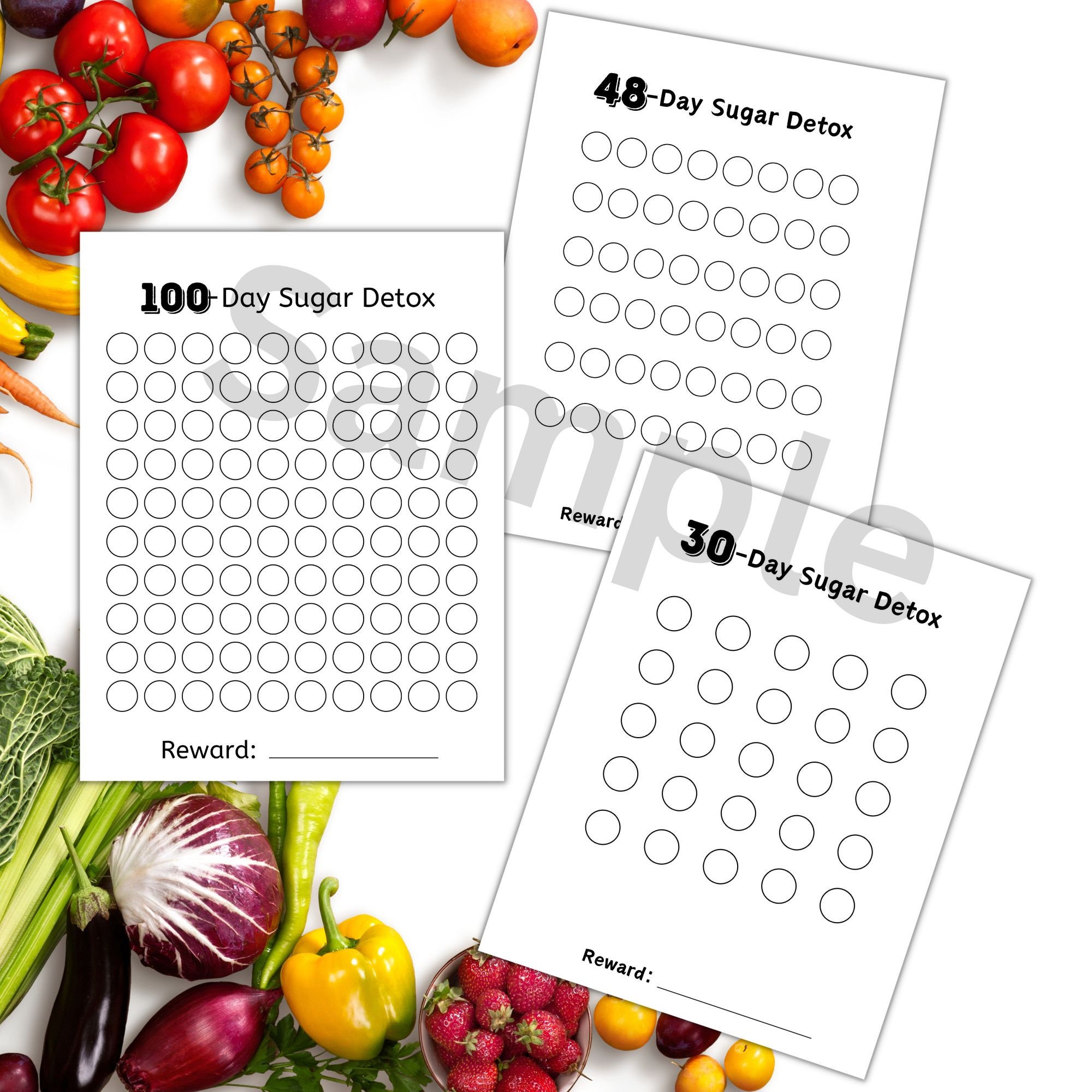 Sugar Detox Chart, No Sugar Tracker, 100-day No Sugar Log, Eating ...