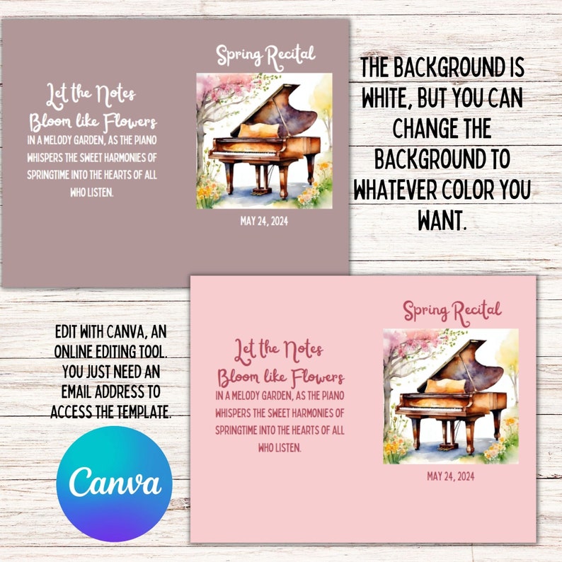 Spring Piano Recital Program Template | Spring Music Recital | Piano ...
