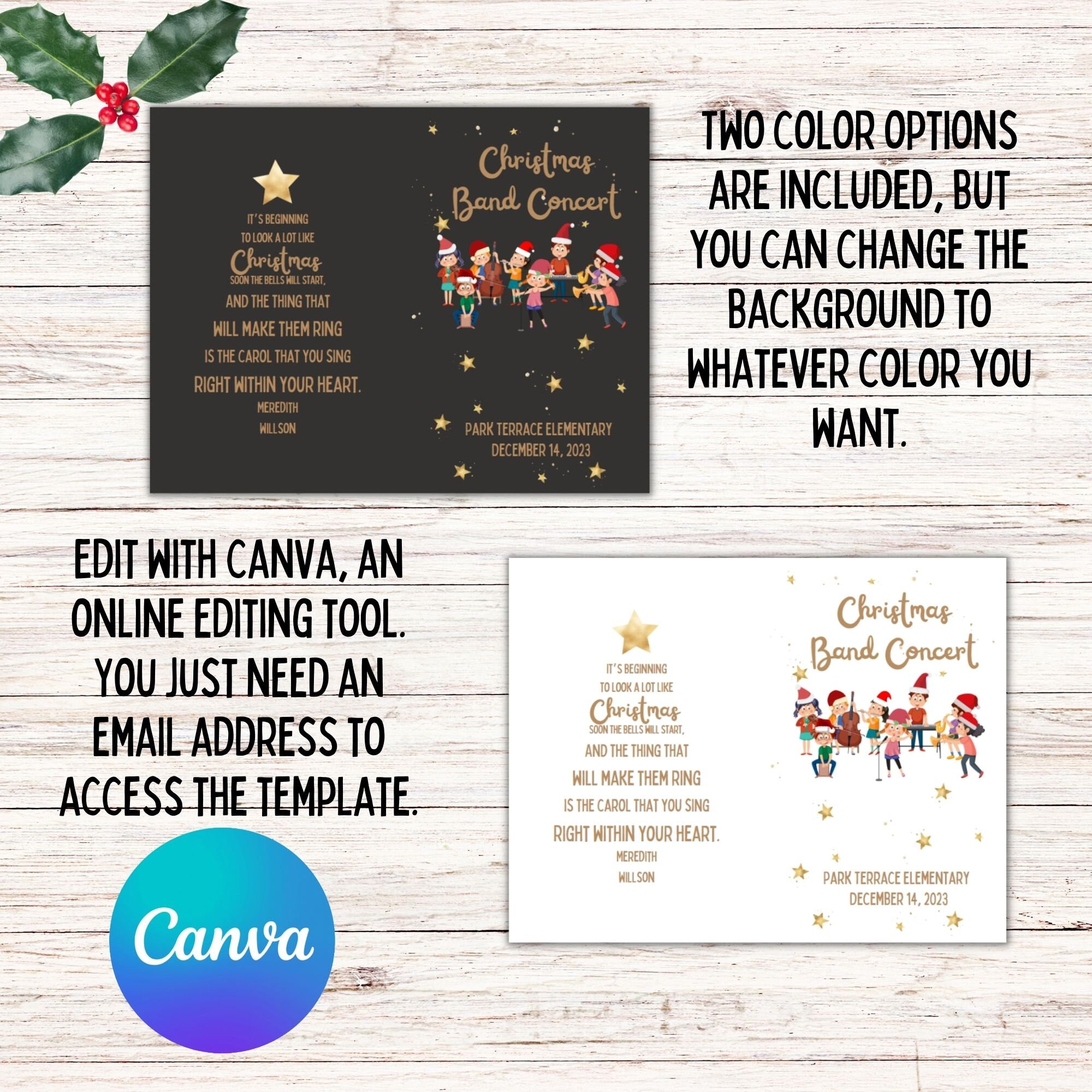 Christmas Band Concert Program Template | Holiday Band Concert Recital ...