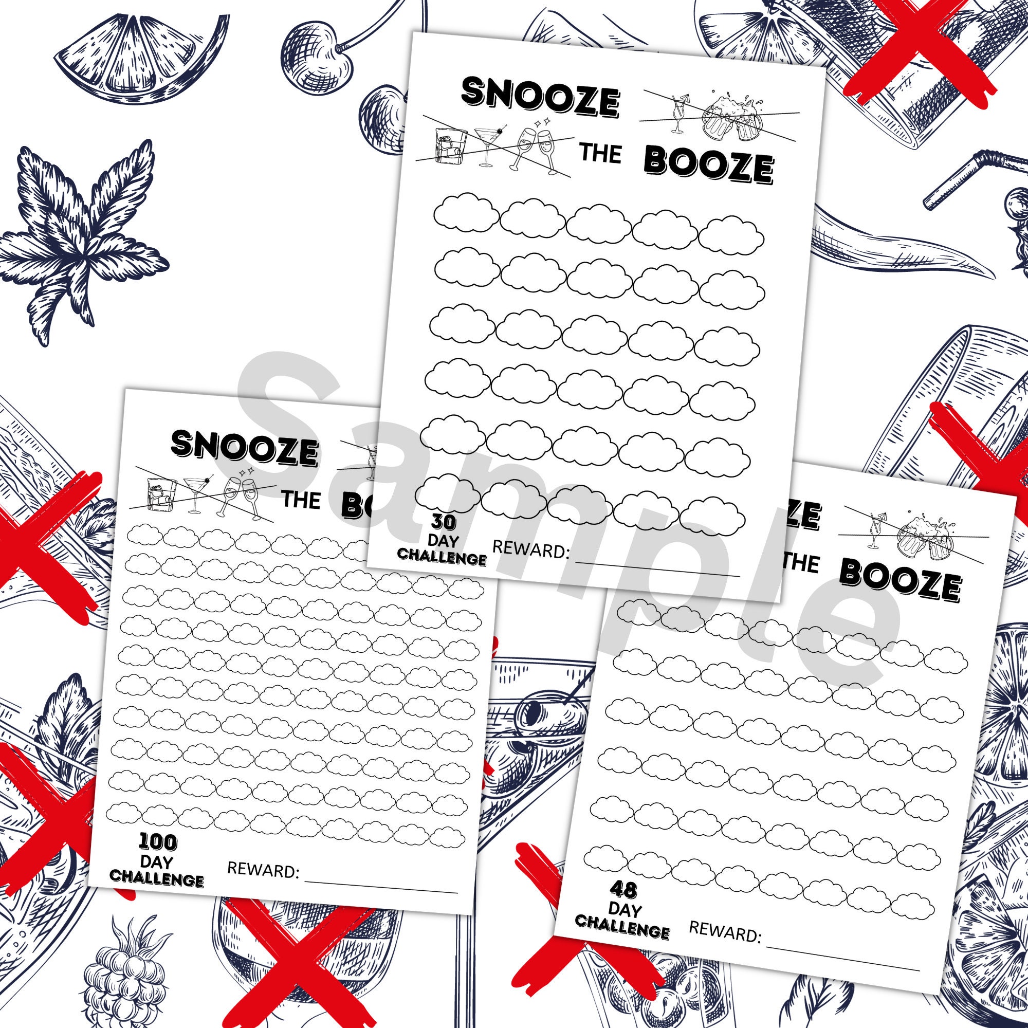 No Alcohol Challenge, No Booze Chart, Alcohol Detox, 100 Day Challenge ...