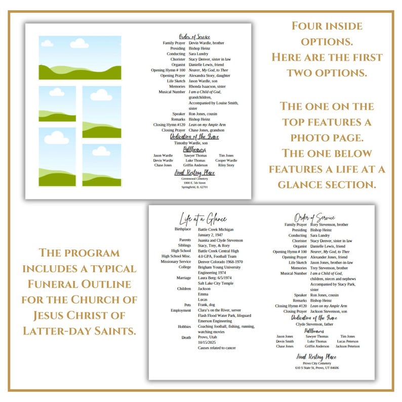 Floral LDS Funeral Program Template for Woman, Editable Funeral Service ...