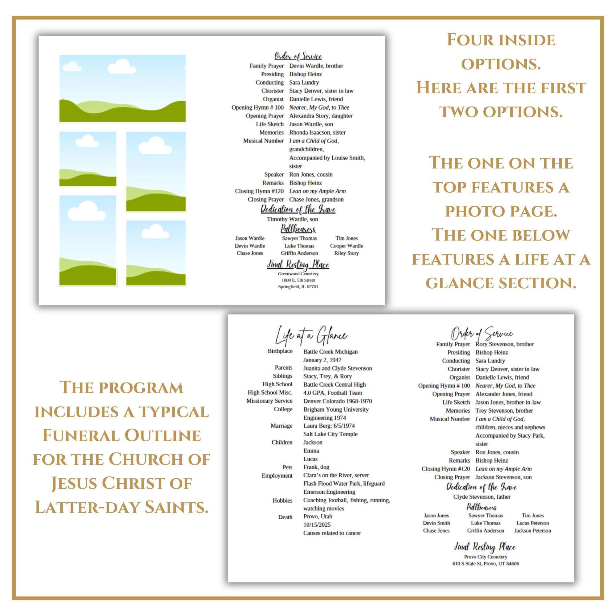 Floral LDS Funeral Program Template for Woman, Editable Funeral Service ...