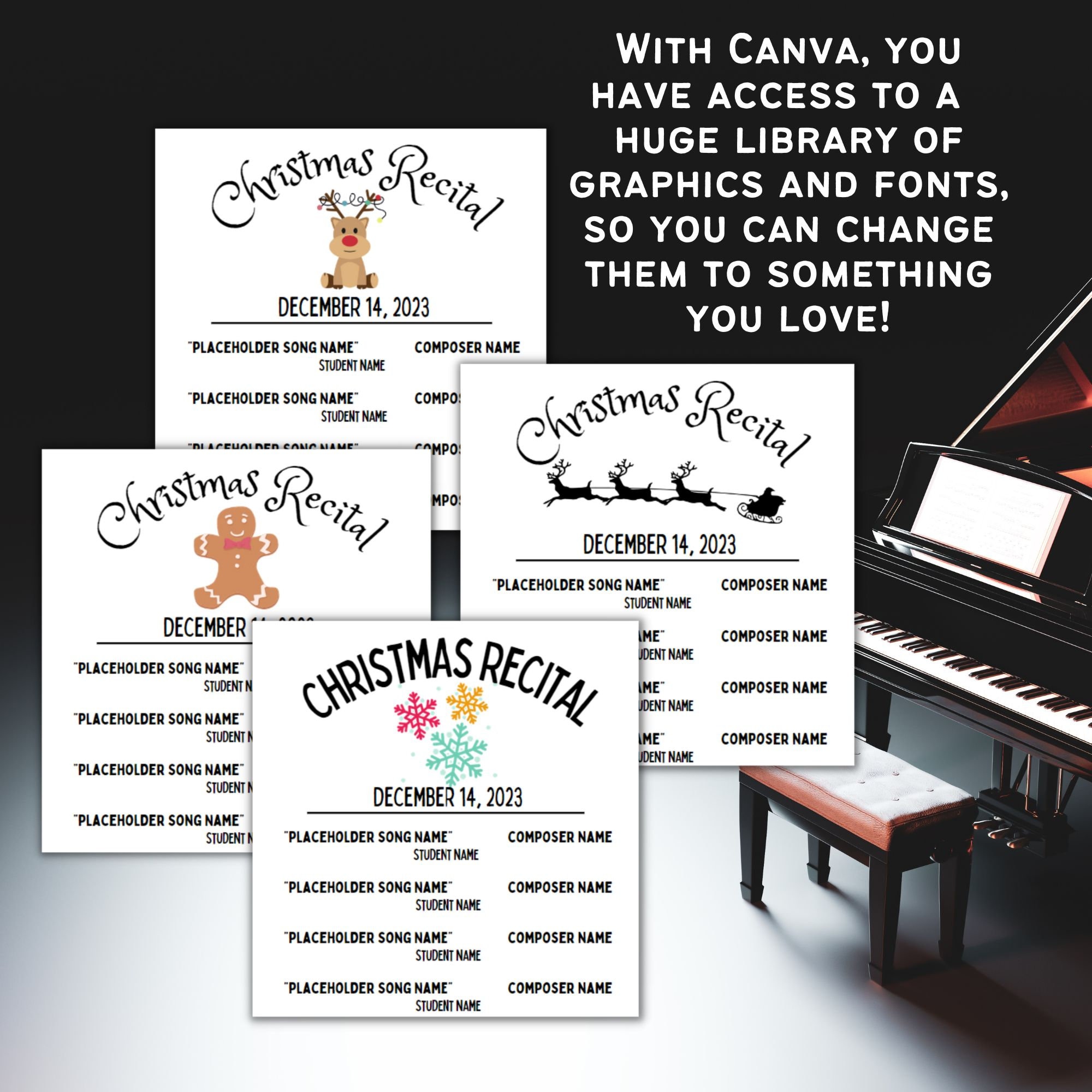 Christmas Piano Recital Program Template Music Recital Program Piano ...