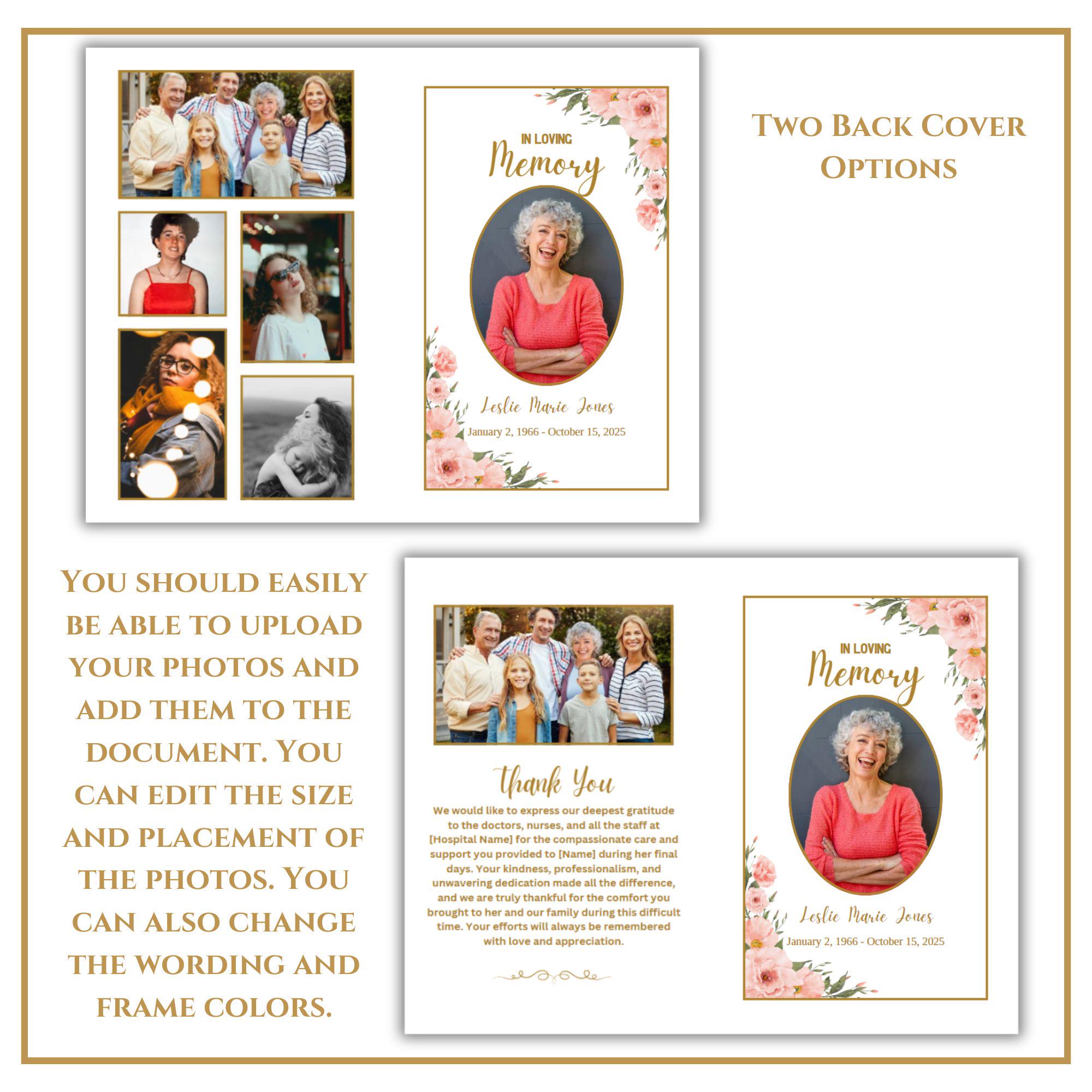 LDS Funeral Program Template, Floral Celebration of Life Program ...