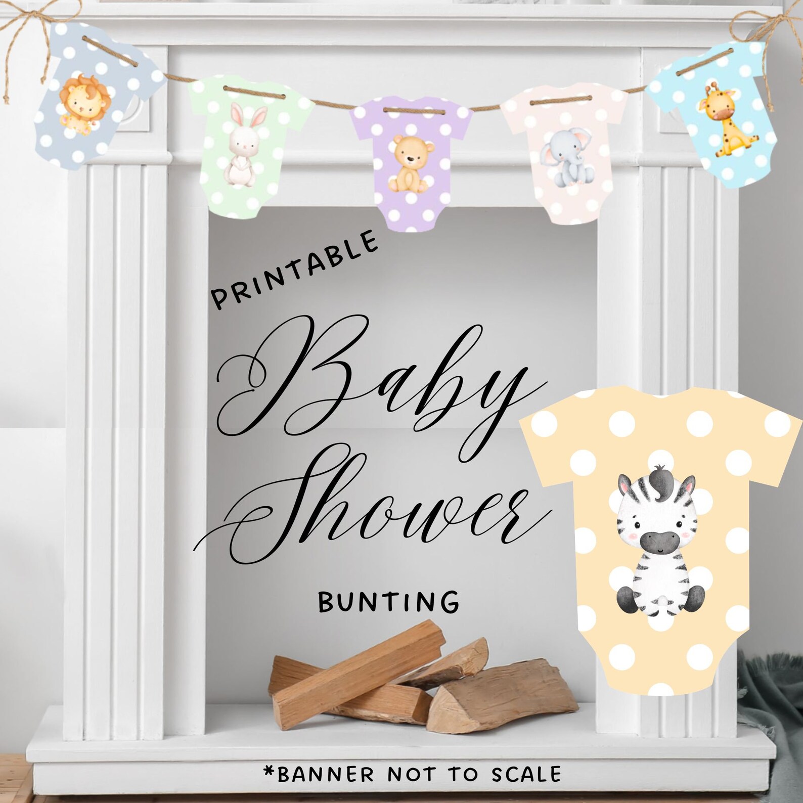 Baby Animals Baby Shower Banner, Onesie Banner, Printable Baby Animals ...