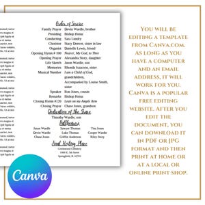 LDS Funeral Program Template, Celebration of Life Program, Editable ...