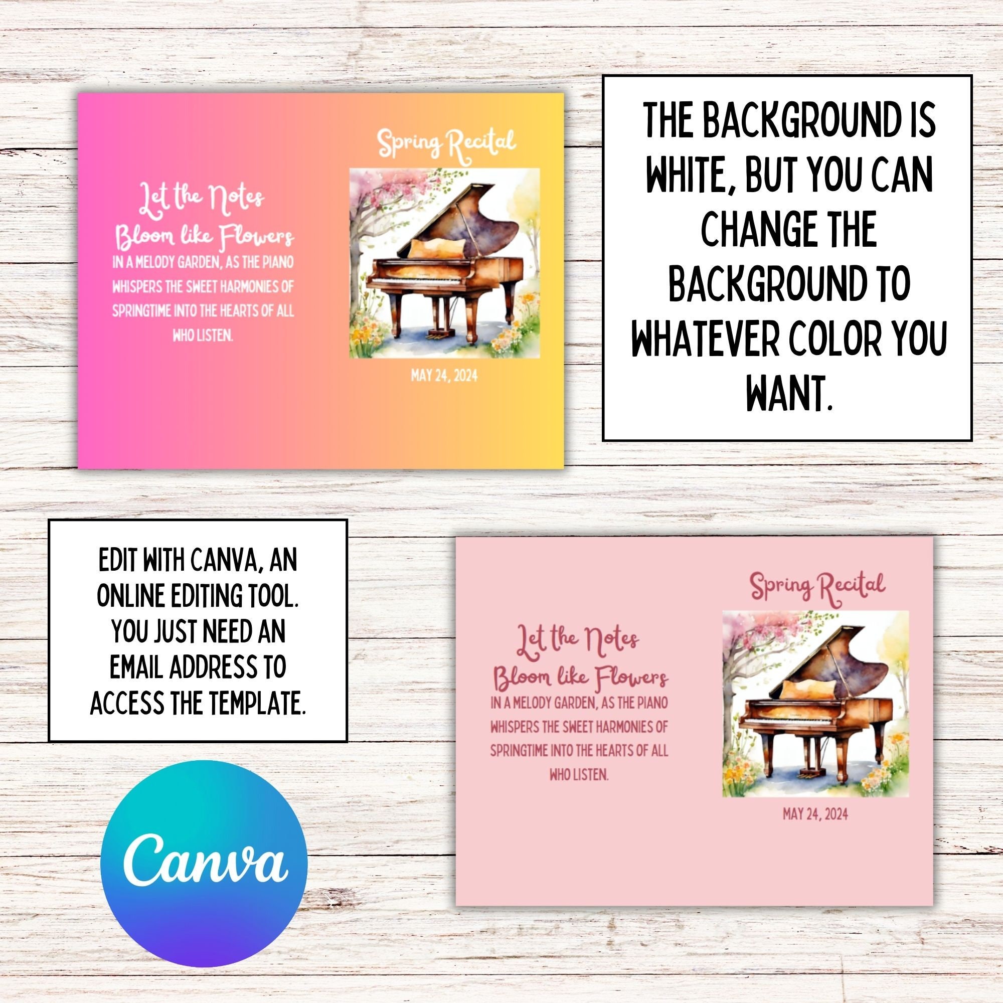 Spring Piano Recital Program Template | Spring Music Recital | Piano ...