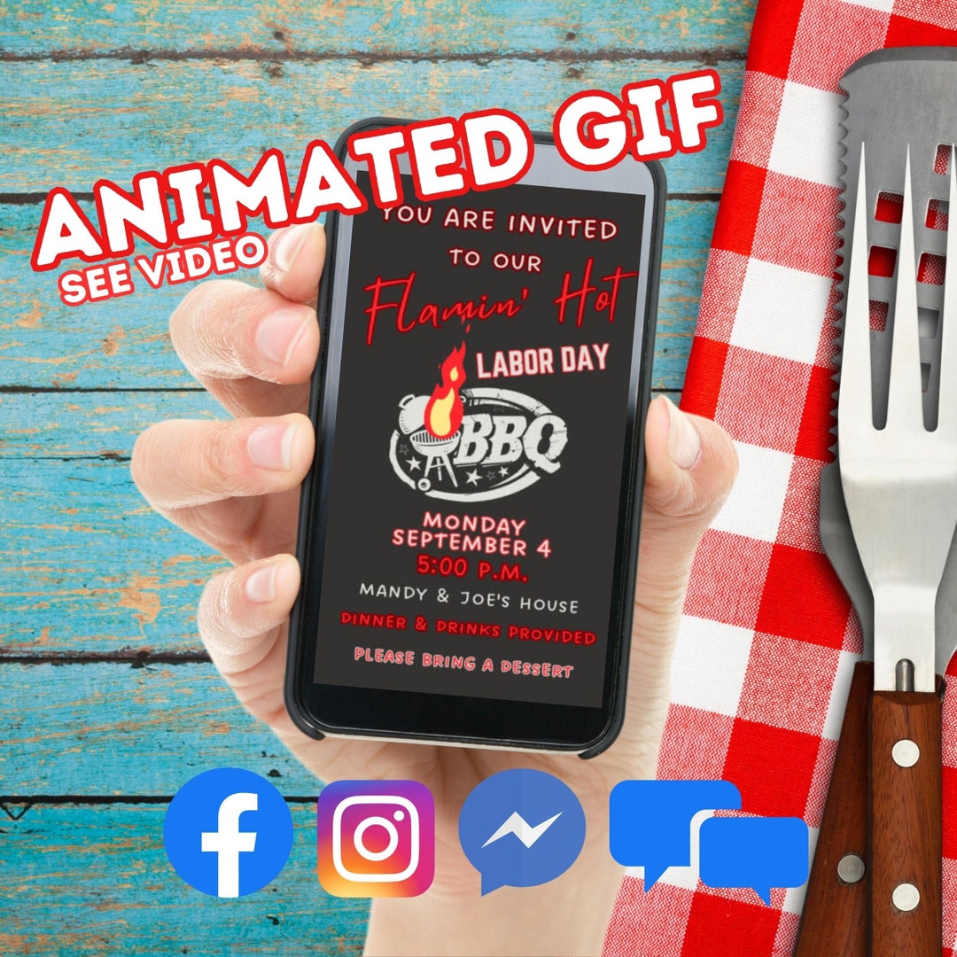 Animated Labor Day BBQ Invitation | Labor Day Party Text Invite ...