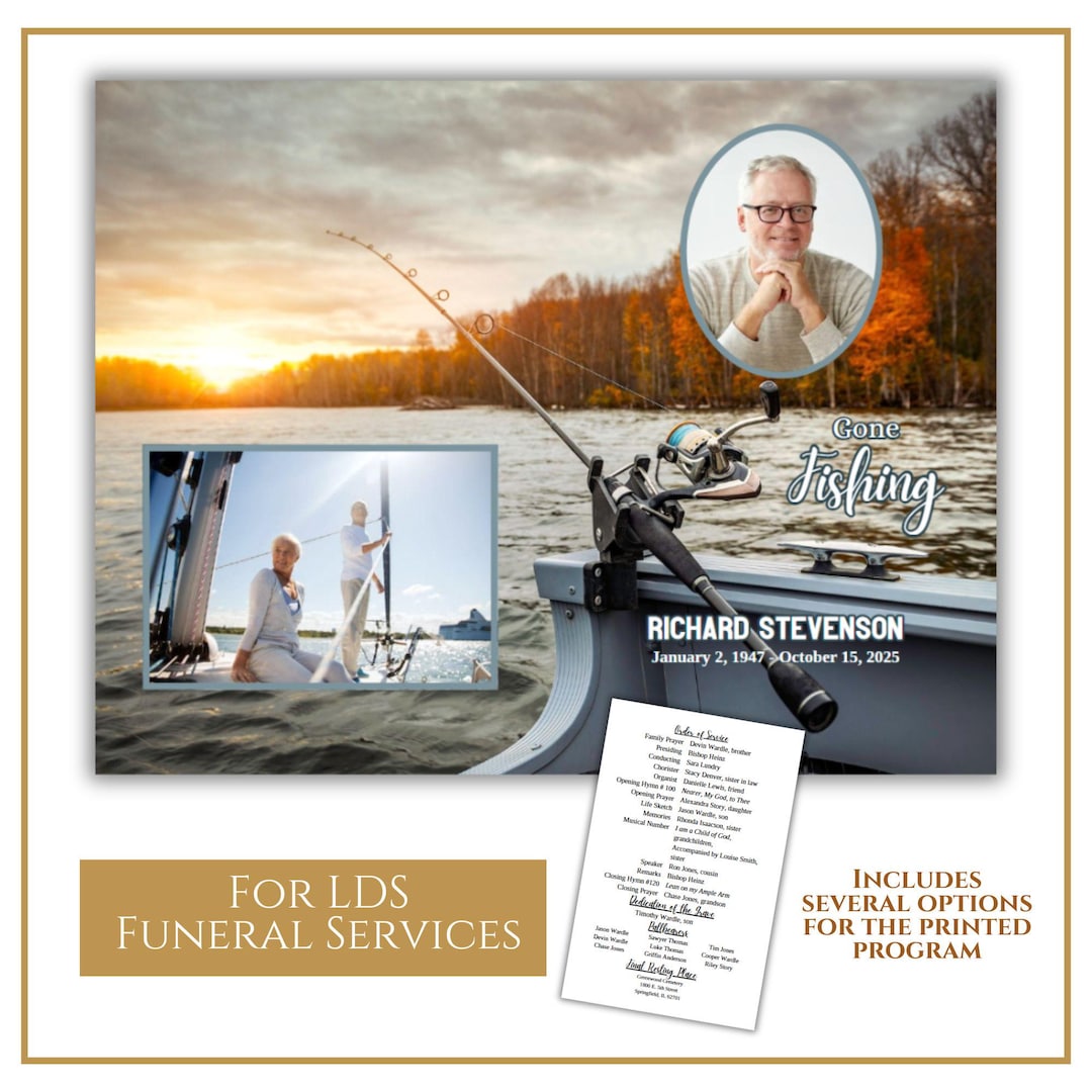 Gone Fishing, LDS Funeral Program Template, Celebration of Life Program ...
