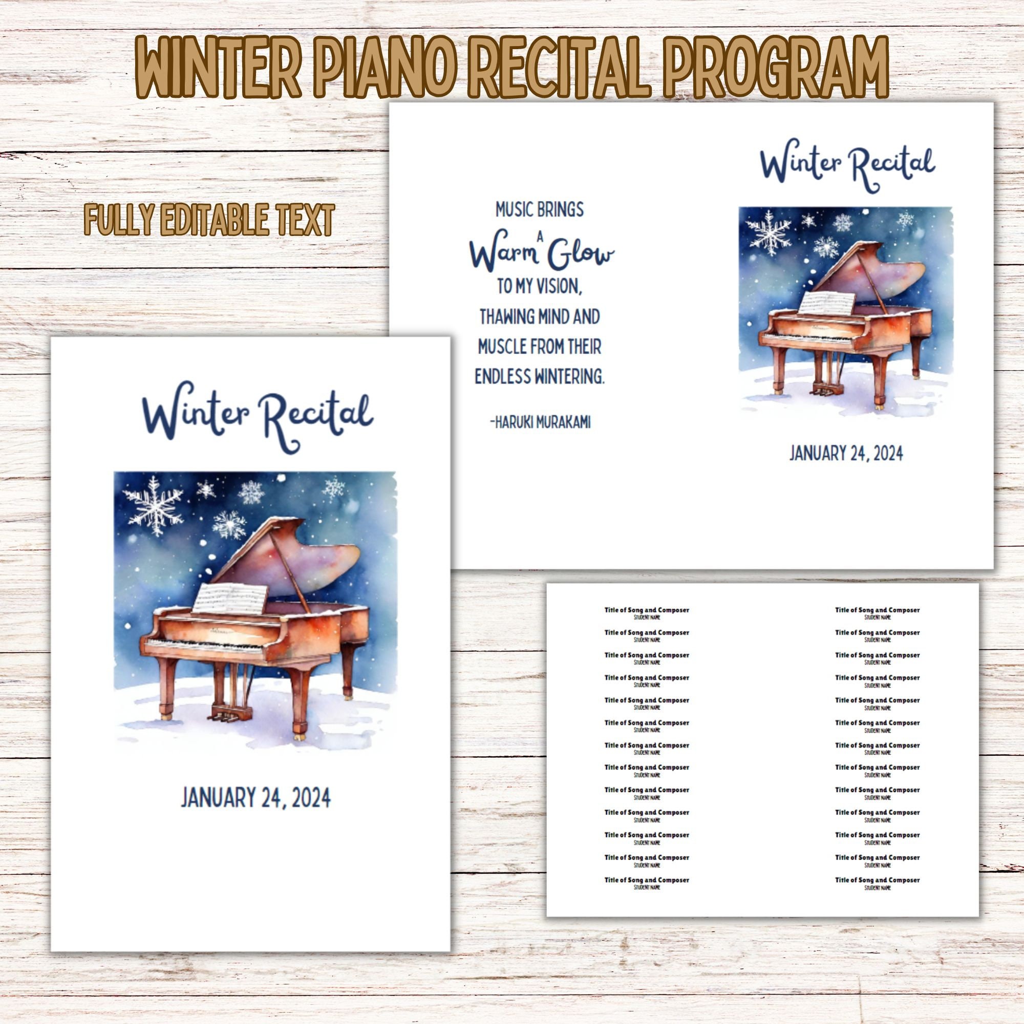 Piano Recital Program Covers