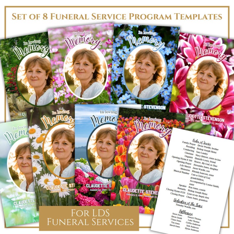 Floral LDS Funeral Program Template for Woman, Editable Funeral Service ...