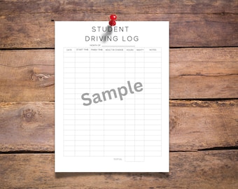 Student Driver Driving Log - Etsy