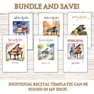 Piano Recital Program Template Bundle | Summer Winter Fall Autumn ...