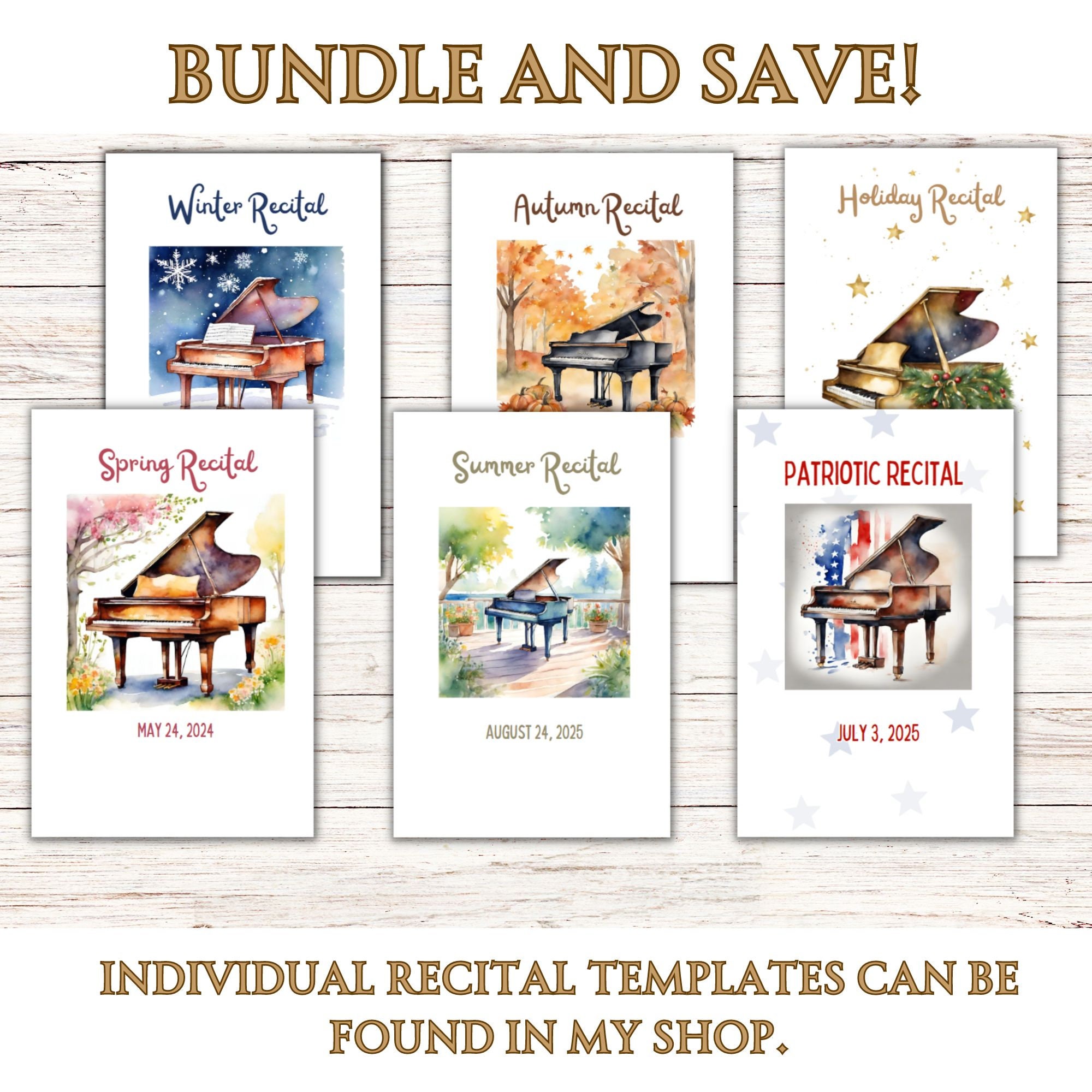 Piano Recital Program Template Bundle | Summer Winter Fall Autumn ...