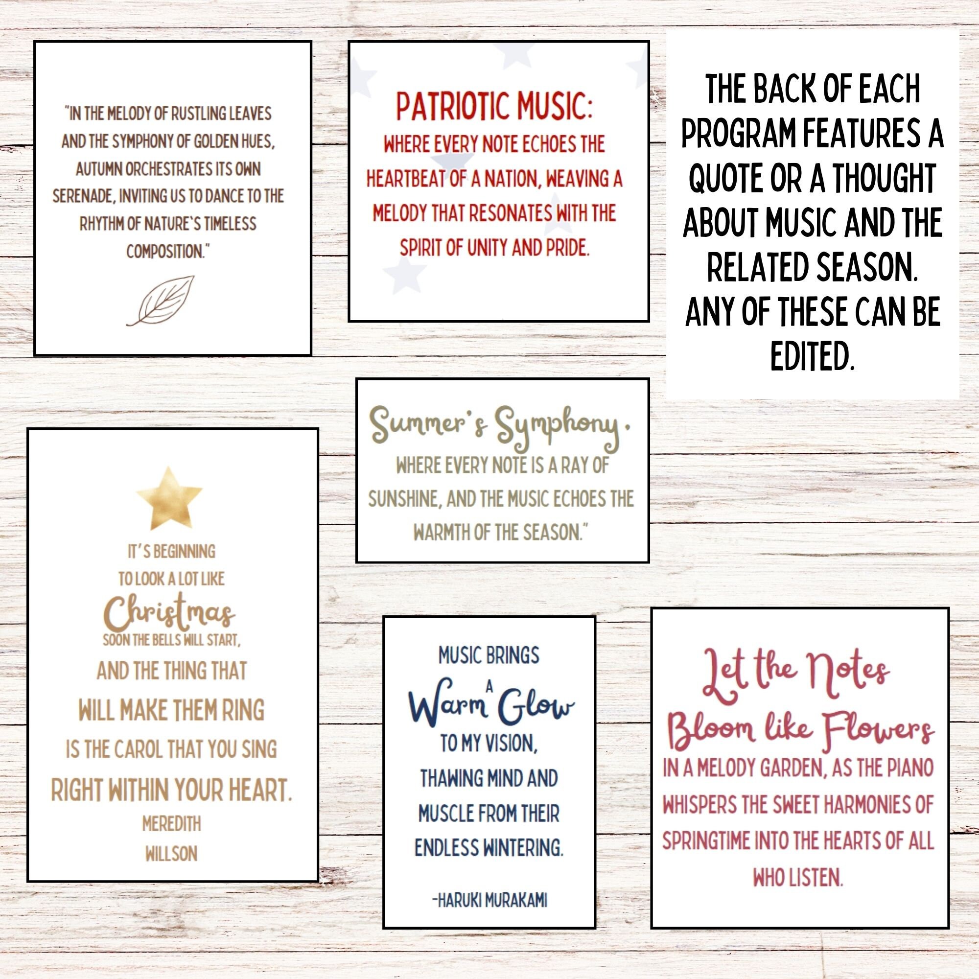 Piano Recital Program Template Bundle | Summer Winter Fall Autumn ...
