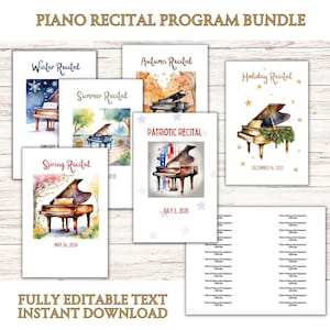 Piano Recital Program Template Bundle | Summer Winter Fall Autumn ...