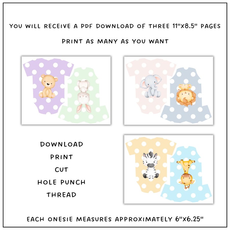 Baby Animals Baby Shower Banner, Onesie Banner, Printable Baby Animals ...