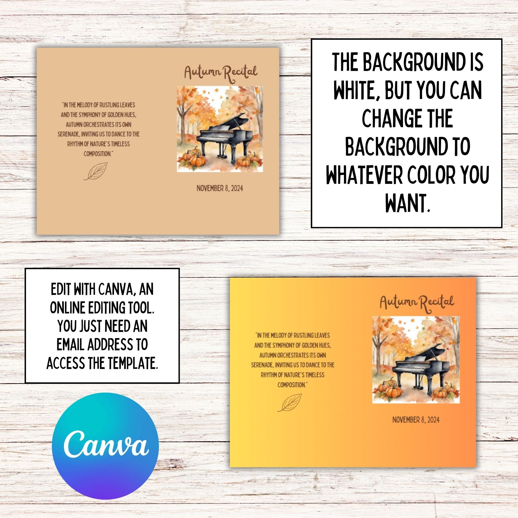 Autumn Piano Recital Program Template | Fall Music Recital | Piano ...