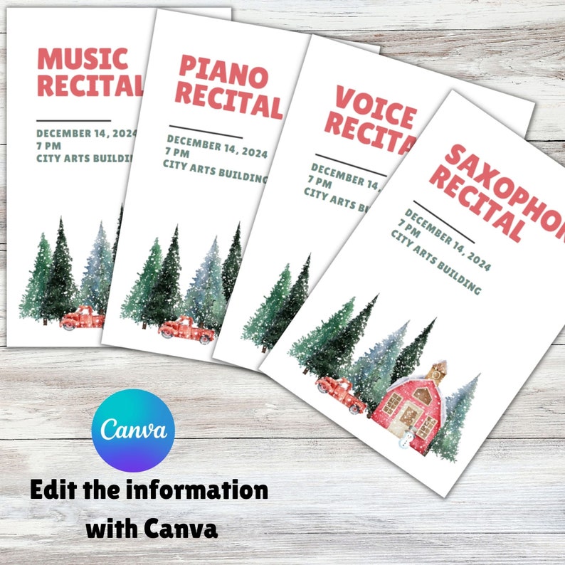 Christmas Piano Recital Program Template | Holiday Recital Certificate ...