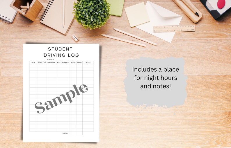 Student Driving Log | Learner Permit Log | Learner's Permit | Student ...