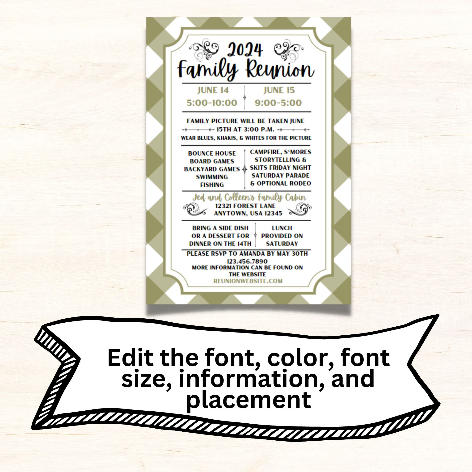 Family Reunion Invitation | Multi-day Family Reunion | Customize Your ...