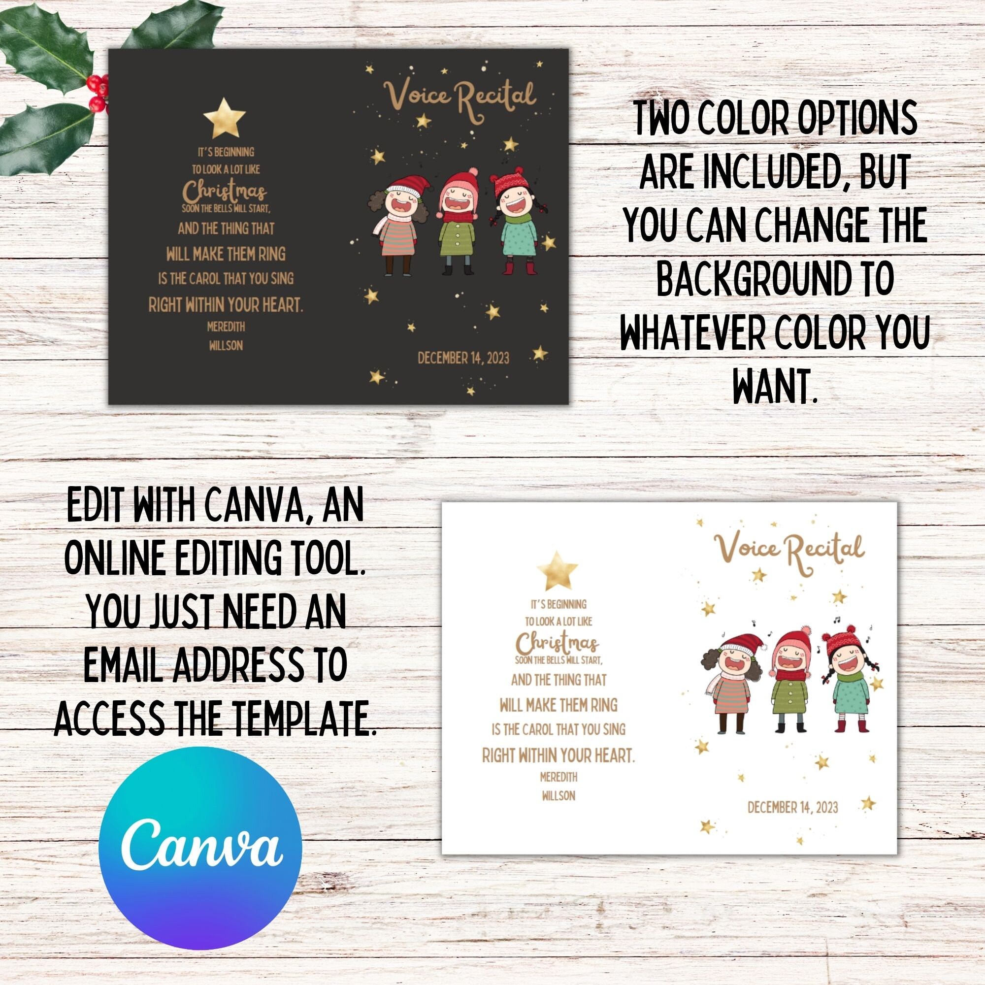 Christmas Voice Recital Program Template Holiday Music - Etsy