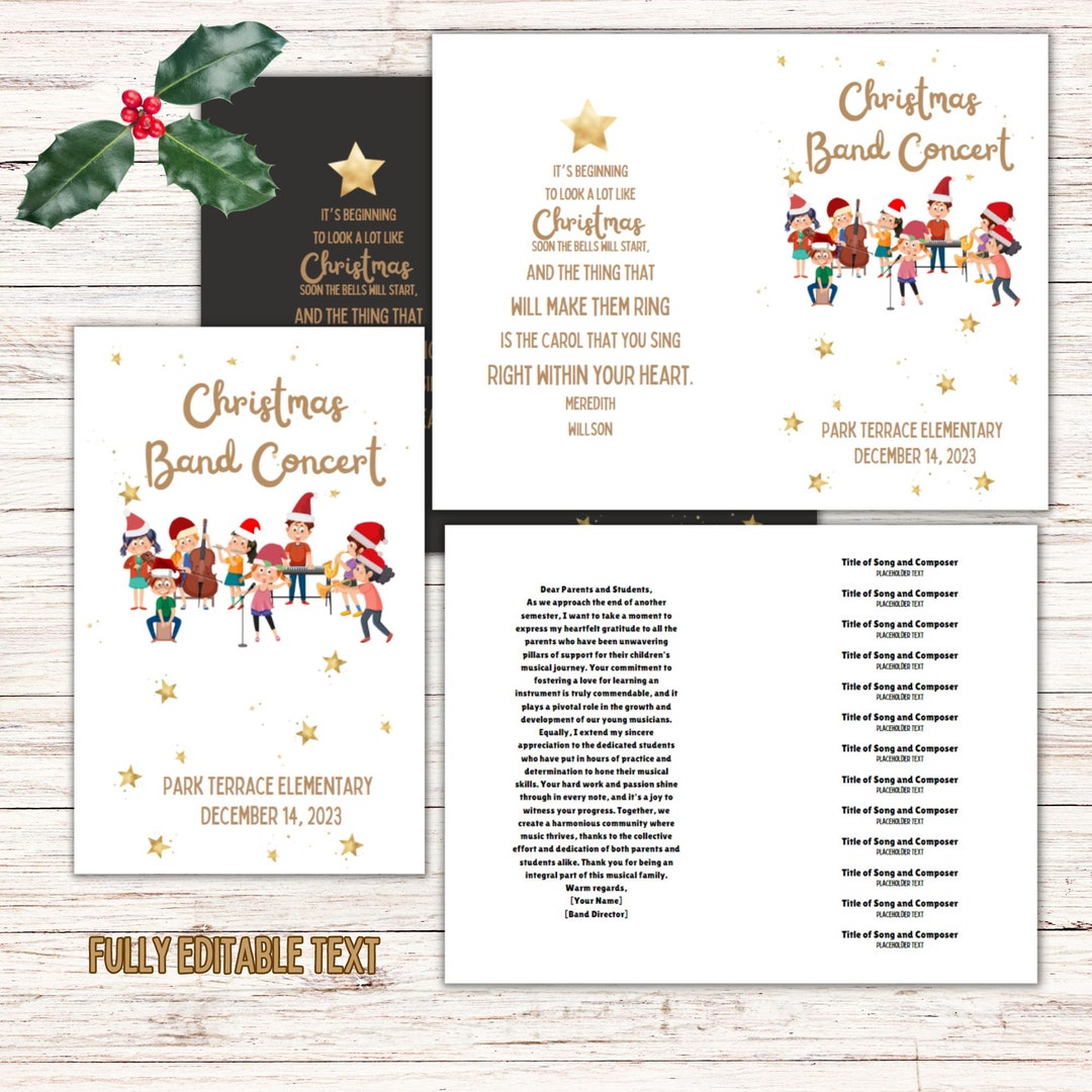 Christmas Band Concert Program Template | Holiday Band Concert Recital ...