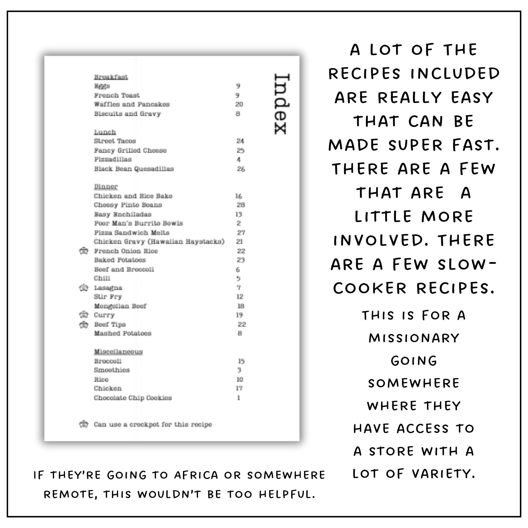 Printable Missionary Cookbook, Instant Download, Easy Recipes for ...