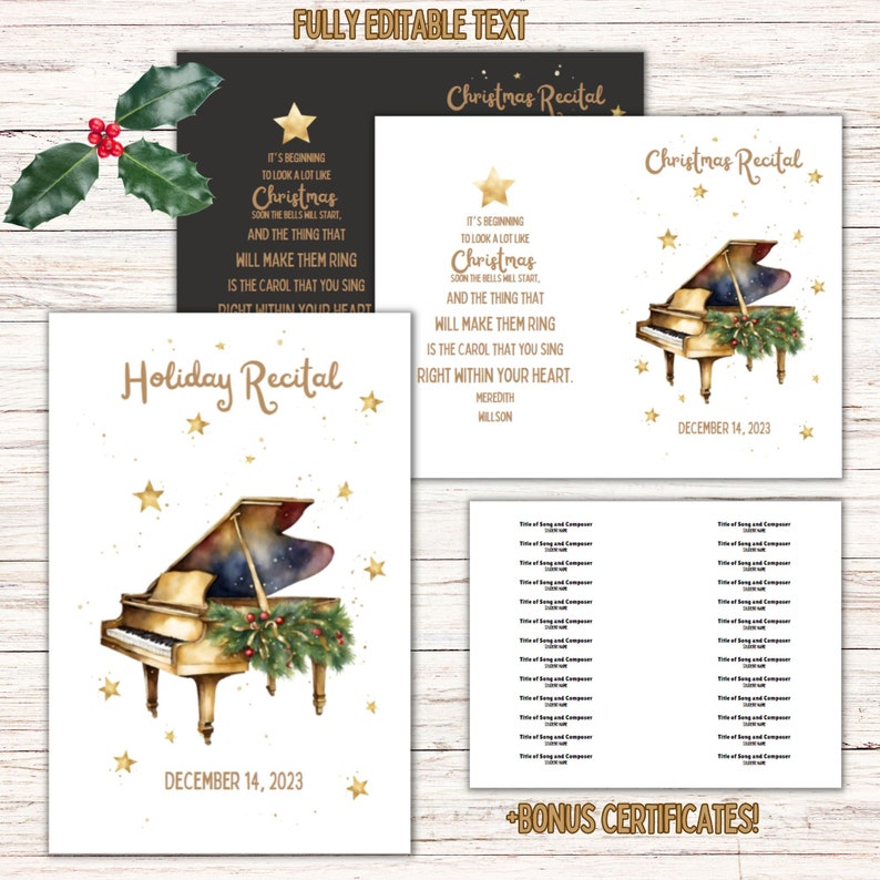 Christmas Piano Recital Program Template | Holiday Music Recital ...